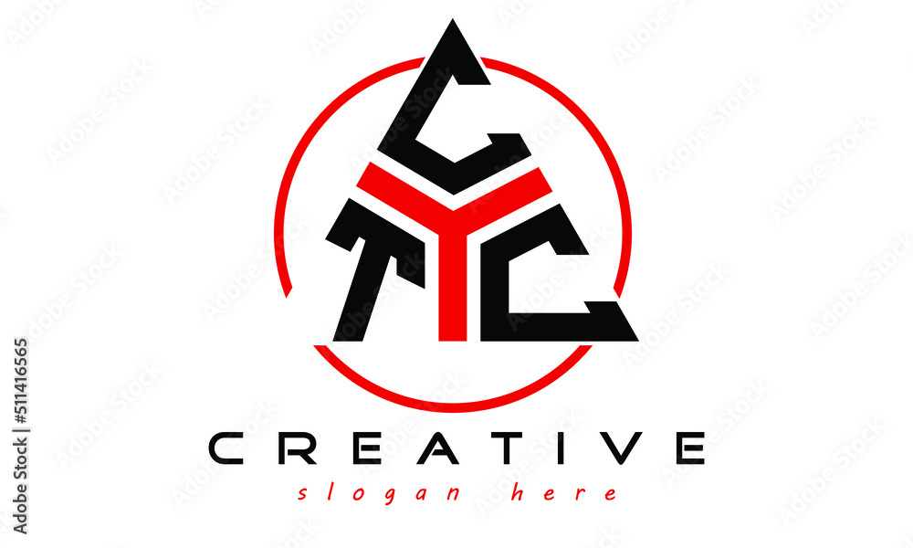 TCC three letter creative triangle shape in circle logo design vector ...