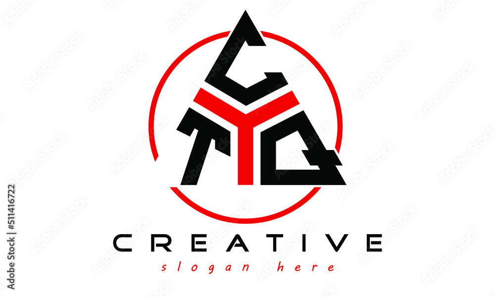 Vecteur Stock TCQ three letter creative triangle shape in circle logo ...