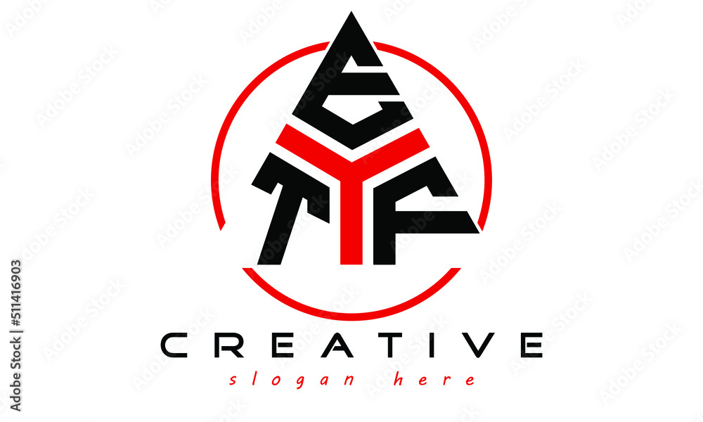TEF three letter creative triangle shape in circle logo design vector ...