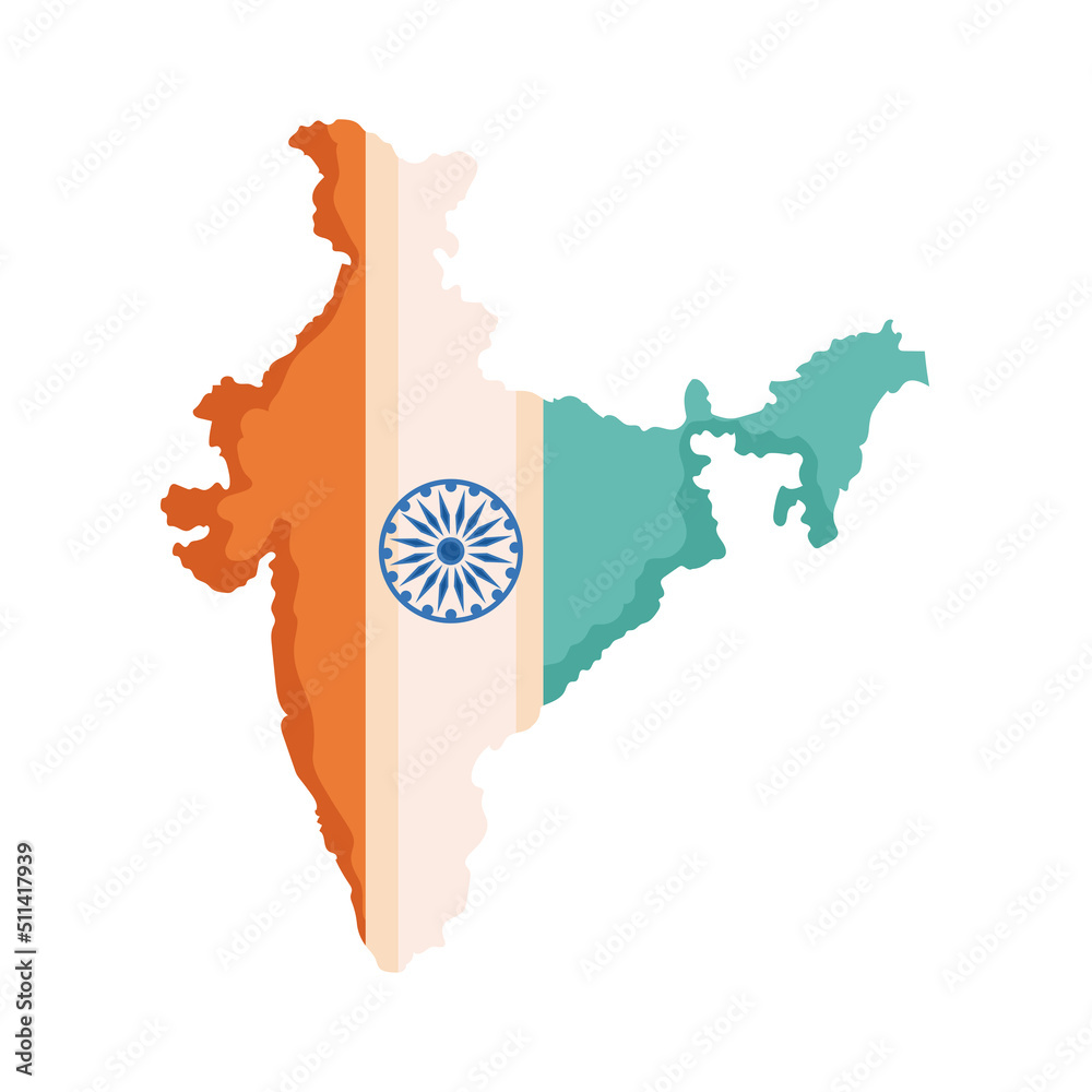 indian flag in map Stock Vector | Adobe Stock