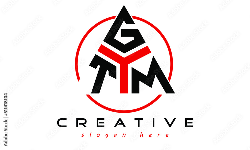 TGM three letter creative triangle shape in circle logo design vector ...