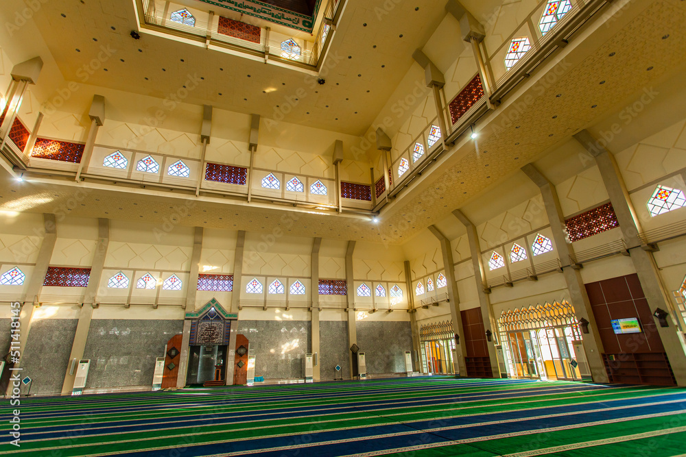 Interior of Batam Grand Mosque, is a Landmark and the biggest mosque in ...