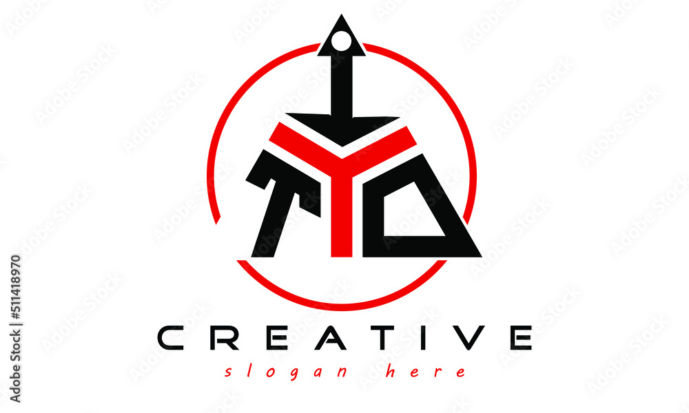 TIO three letter creative triangle shape in circle logo design vector ...