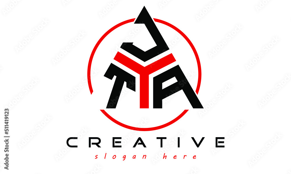 TJA three letter creative triangle shape in circle logo design vector ...