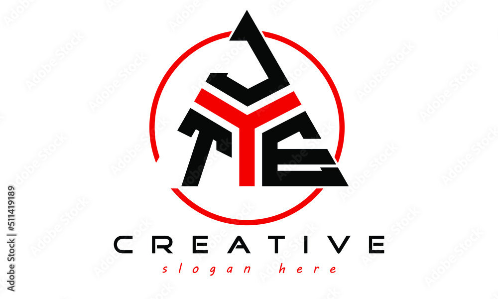 TJE three letter creative triangle shape in circle logo design vector ...