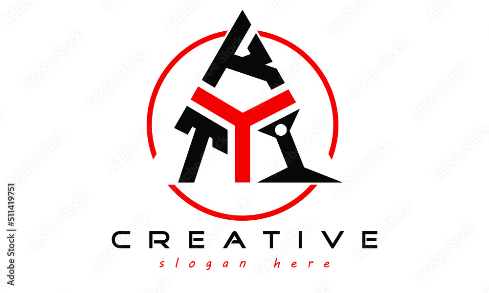 TKI three letter creative triangle shape in circle logo design vector ...