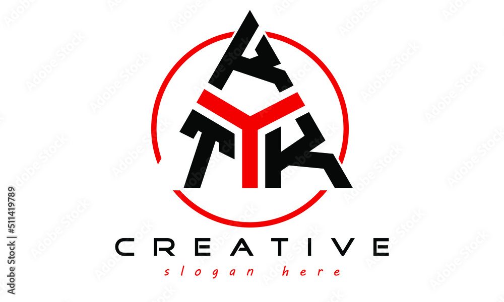 TKK three letter creative triangle shape in circle logo design vector ...