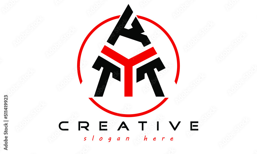 TKT three letter creative triangle shape in circle logo design vector ...