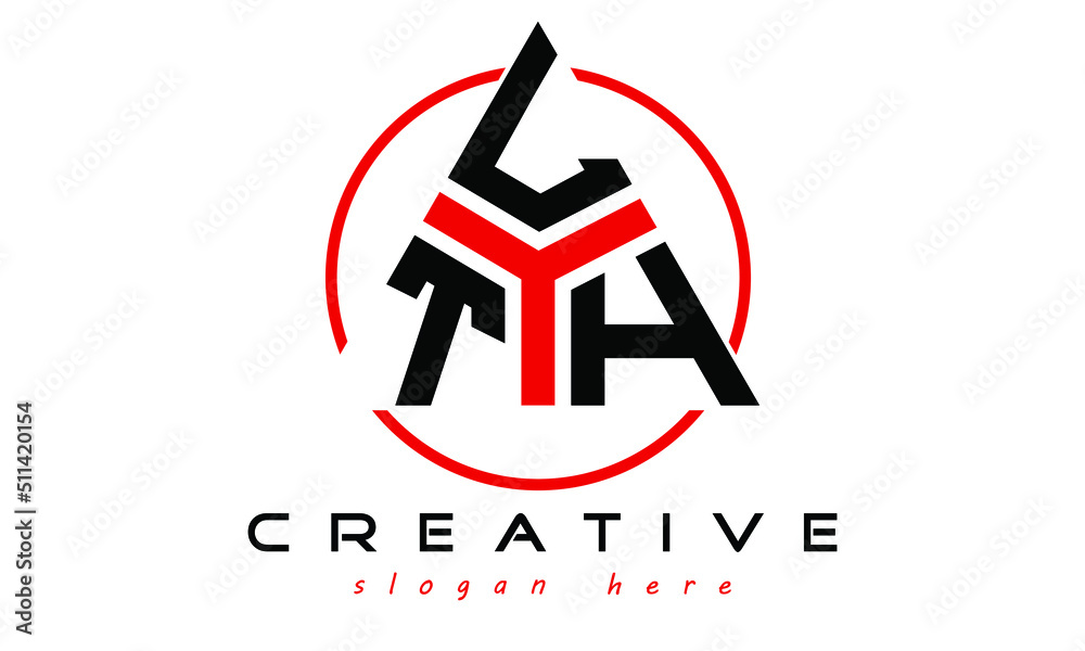 TLH three letter creative triangle shape in circle logo design vector ...