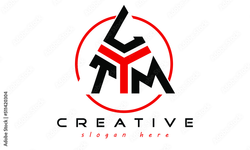 TLM three letter creative triangle shape in circle logo design vector ...