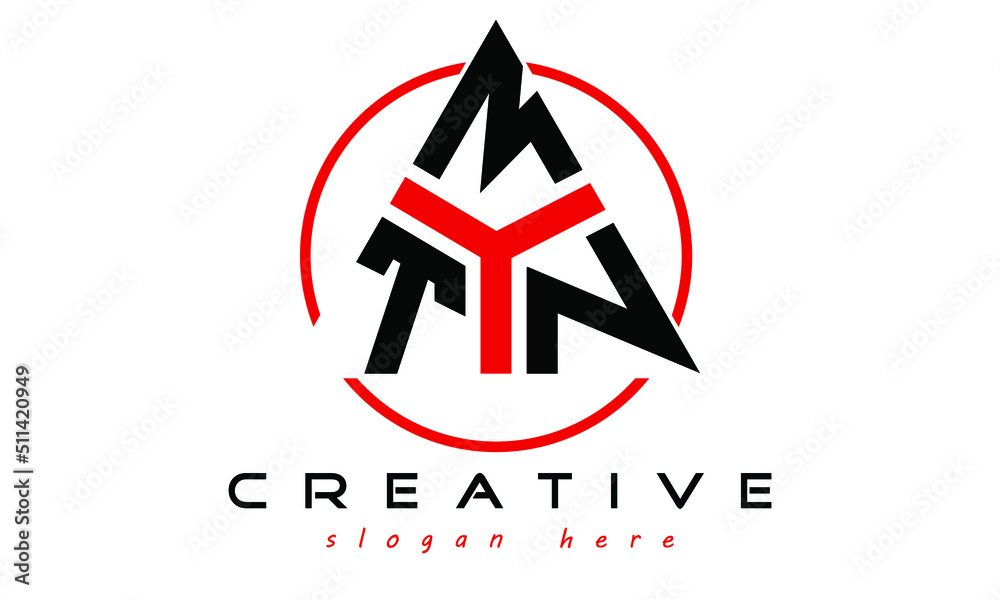 TMN three letter creative triangle shape in circle logo design vector ...