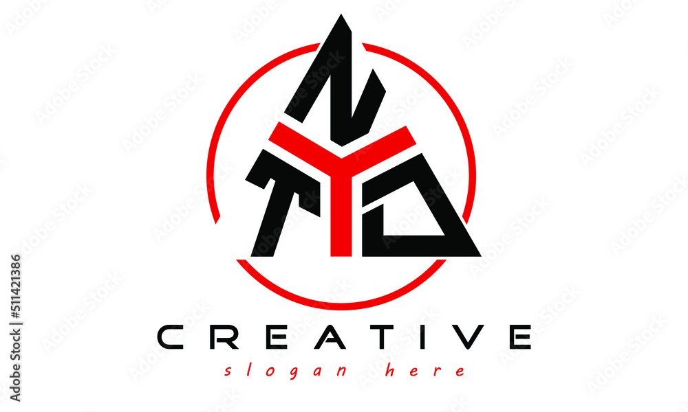TND three letter creative triangle shape in circle logo design vector ...