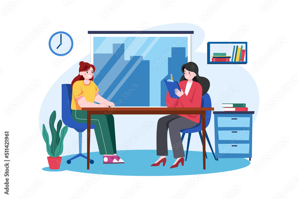 Employee Interview Illustration concept. Flat illustration isolated on ...