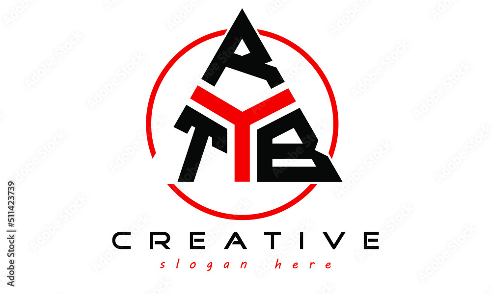 TRB three letter creative triangle shape in circle logo design vector ...
