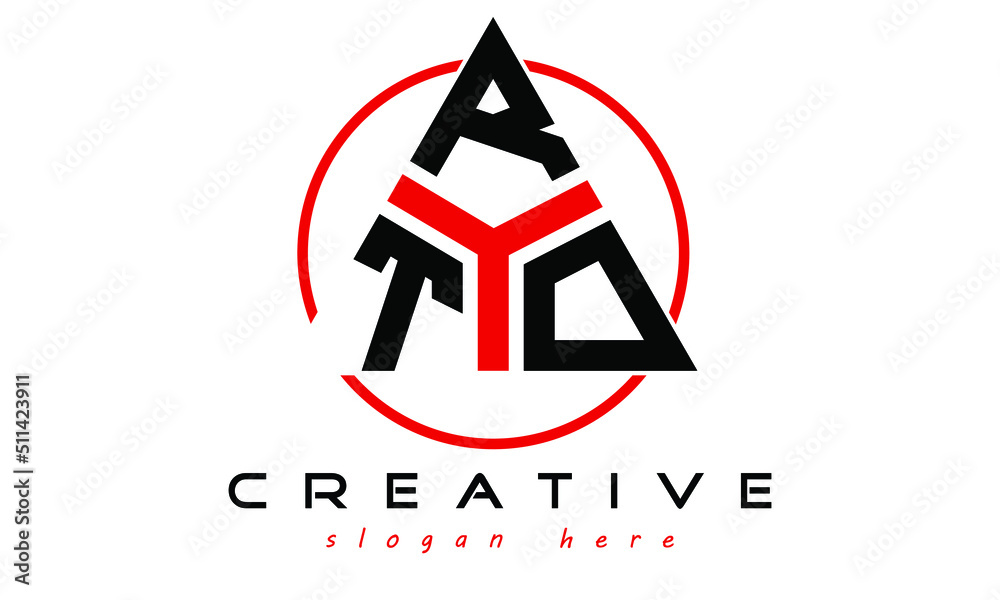 TRO three letter creative triangle shape in circle logo design vector ...