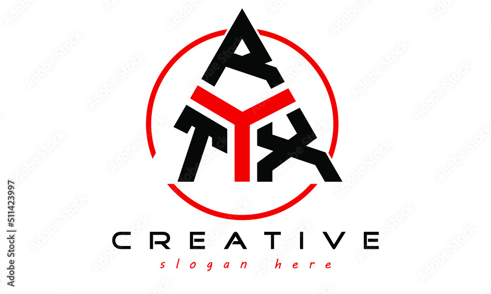 TRX three letter creative triangle shape in circle logo design vector ...