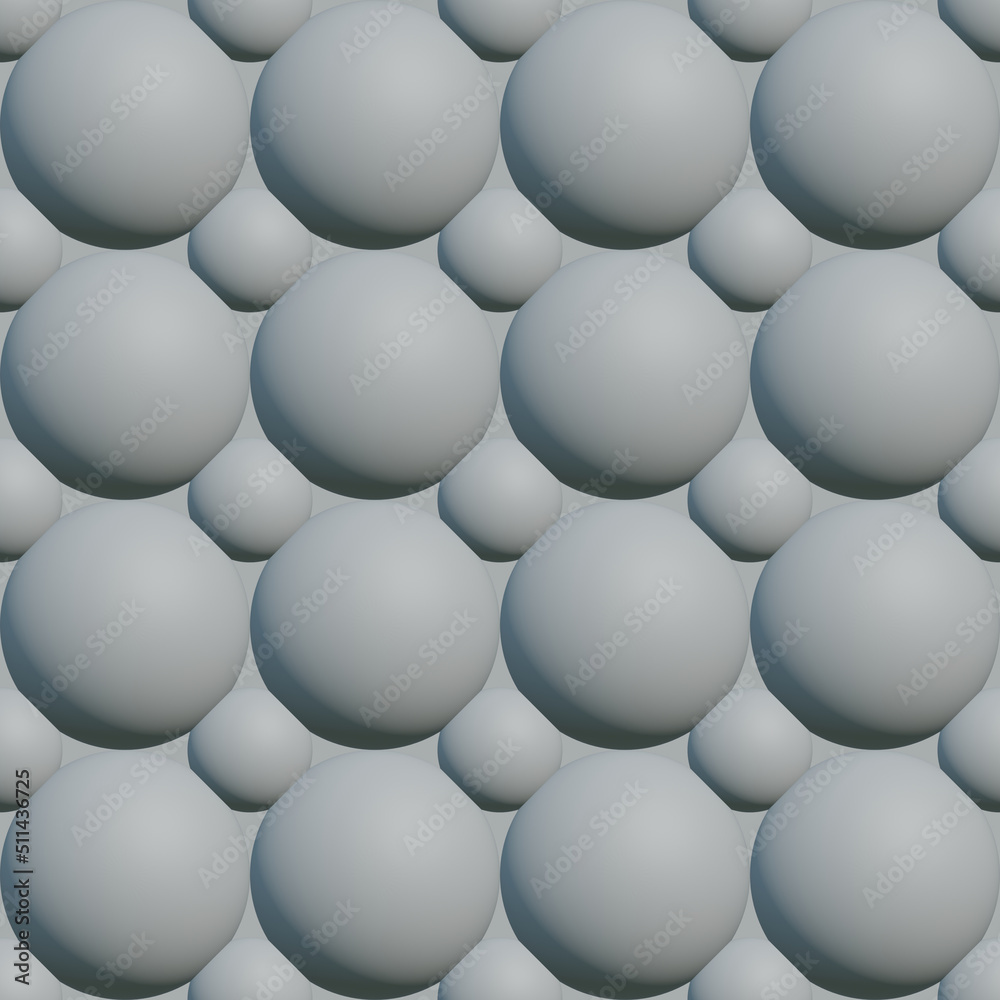 Grey spheres with shadows and reflections in rows and columns. Seamless ...