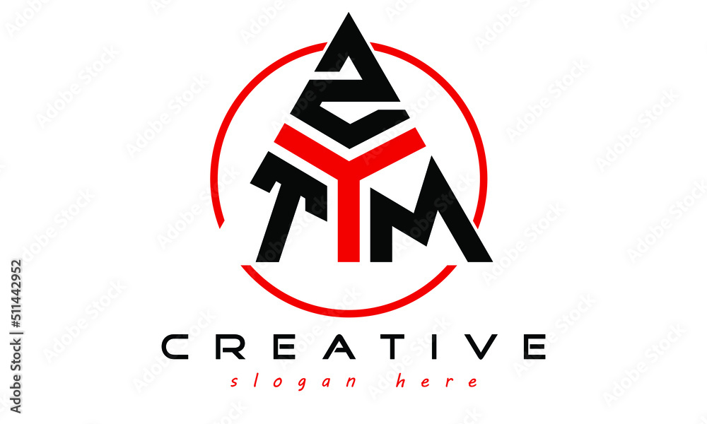 TZM three letter creative triangle shape in circle logo design vector ...
