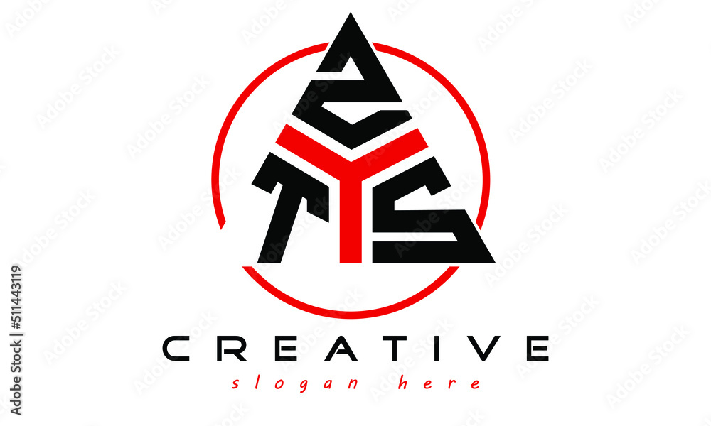 TZS three letter creative triangle shape in circle logo design vector ...