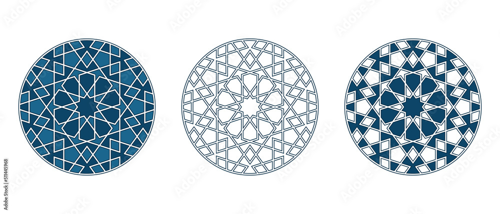 Set of Islamic traditional rosettes as a frame for greetings cards ...