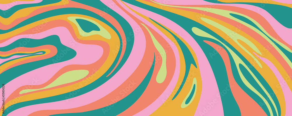 Grioovy psychedelic wave background for banner design. Retro 60s 70s ...
