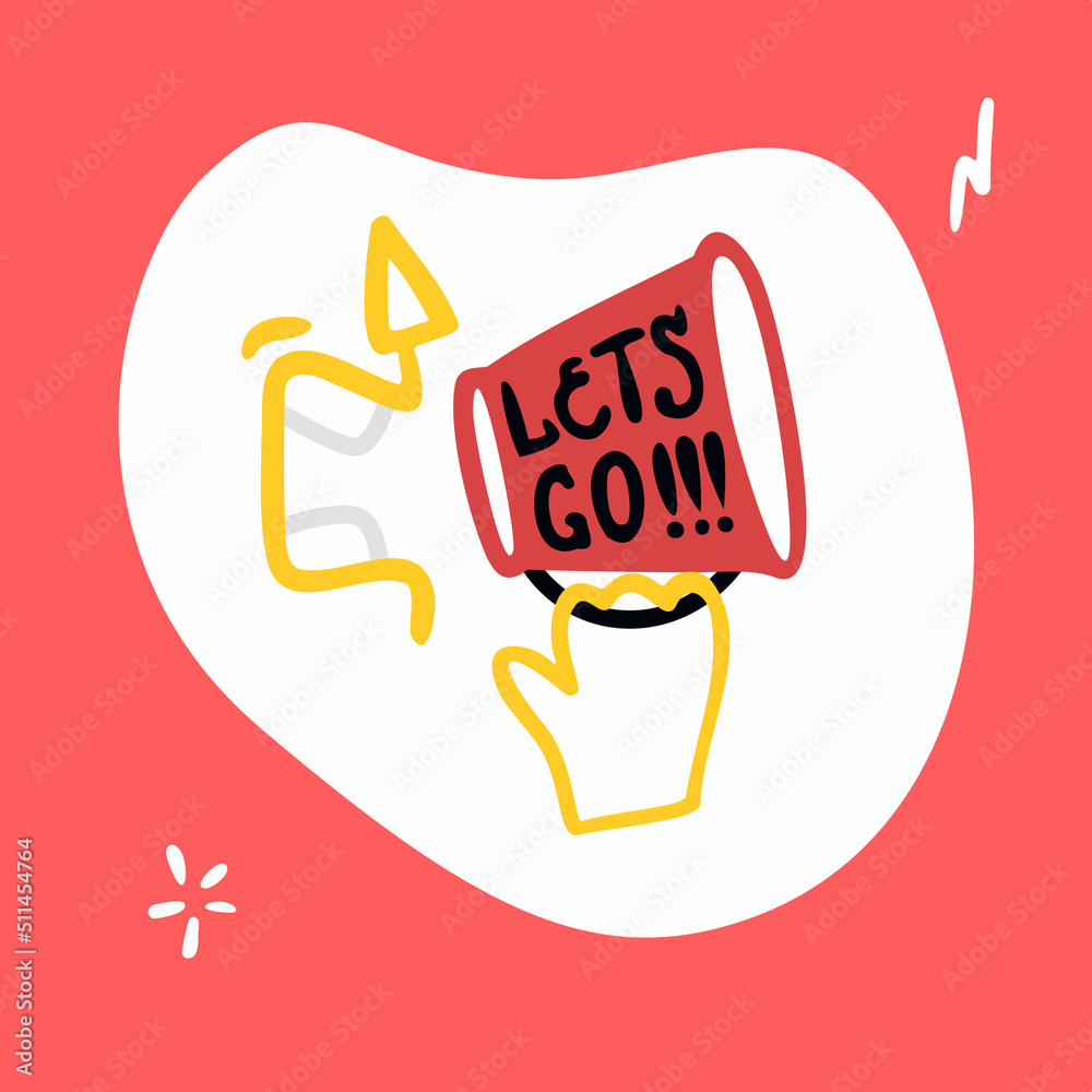 Sticker of angry boss yells into the mouthpiece let's go and urges the ...