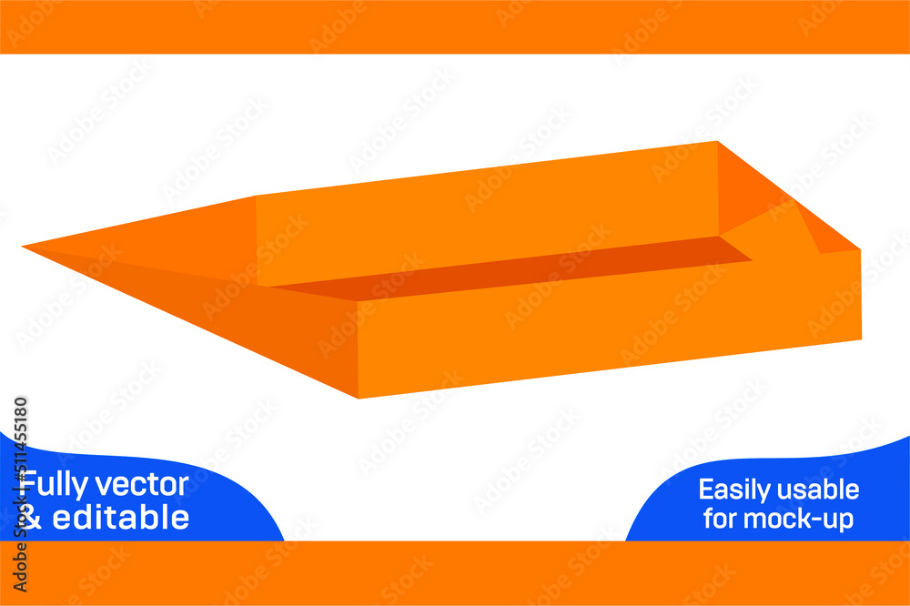Boat shaped tray dieline template and 3D boat design Stock Vector ...