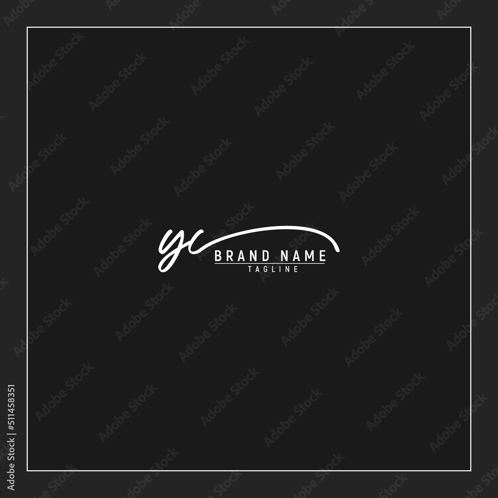 initials YC logo design signature monogram handwriting vector graphic ...
