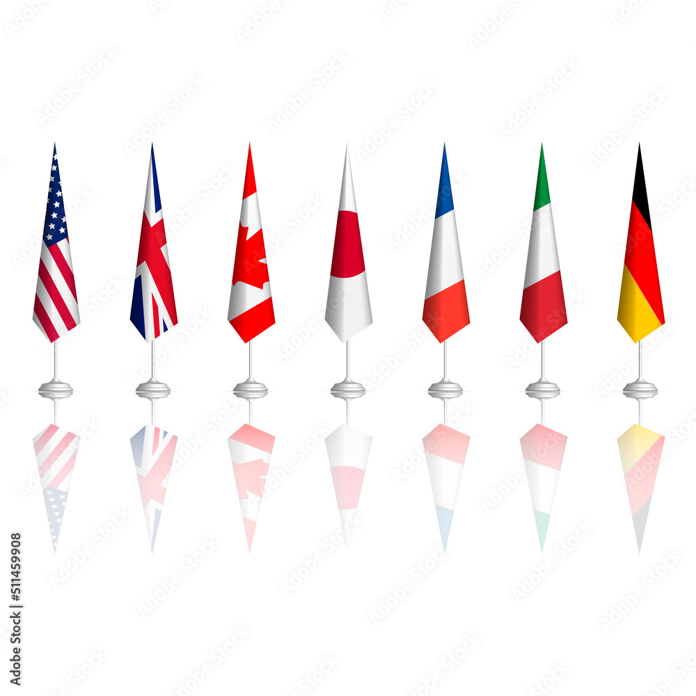 Poster Flags of the countries of the Big Seven, vector illustration ...