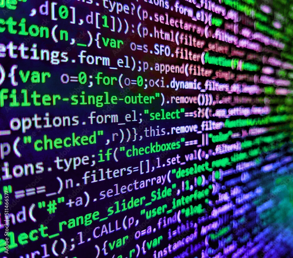 Javascript Code In Bracket Software Abstract Computer Script Code It Coding On Monitor Screen