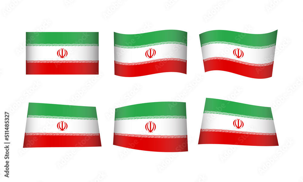 Iran Flag Iranian Persia Waving Persian Flags Vector Icons Set Wave ...