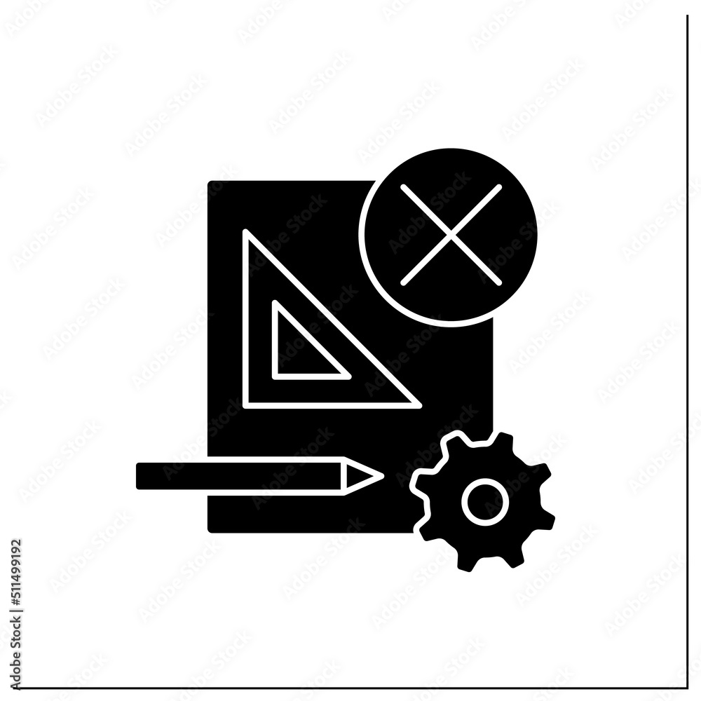 Rejected project glyph icon. Preparation submittal, and cancellation of ...