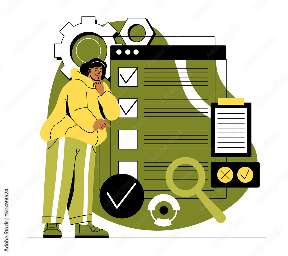 People passing online test. Young girl takes examination on Internet ...