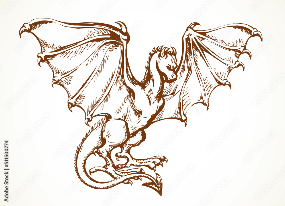 Winged dragon. Vector drawing animal Stock Vector | Adobe Stock