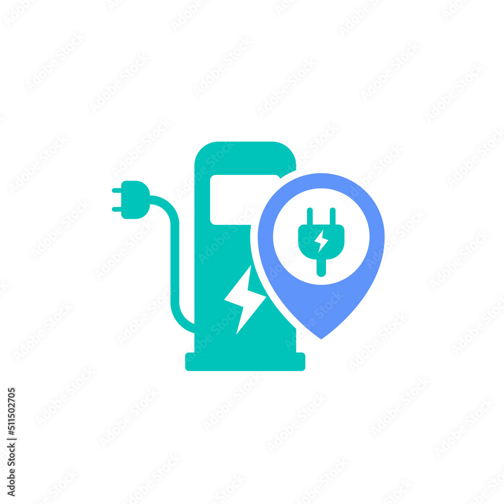 electric car battery energy charging spot location icon vector ...