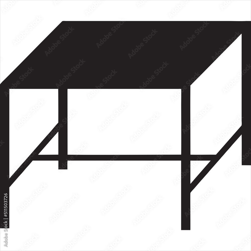 Vector, Image of silhouette table icon, black and white color, with ...