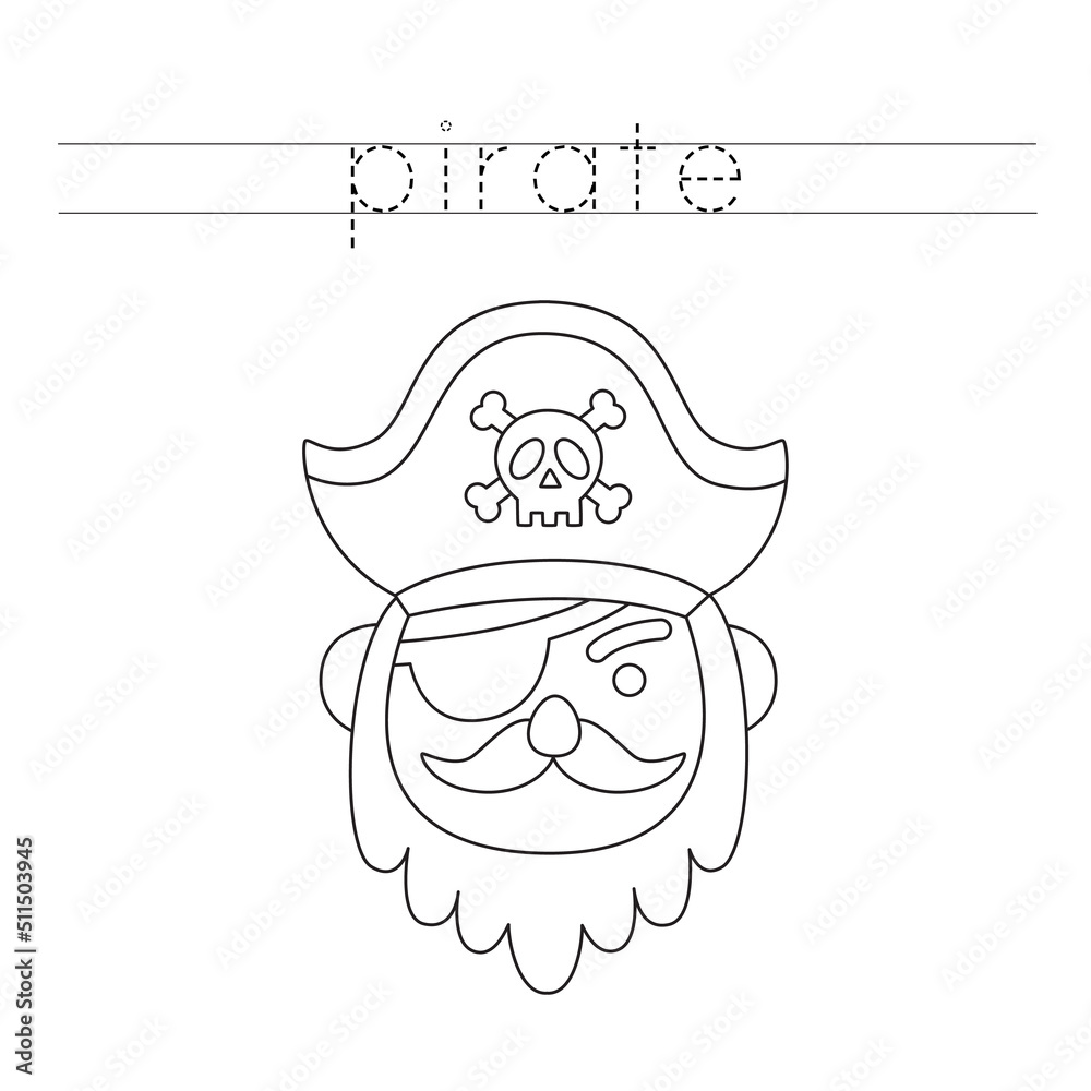 Trace the letters and color pirate. Handwriting practice for kids ...