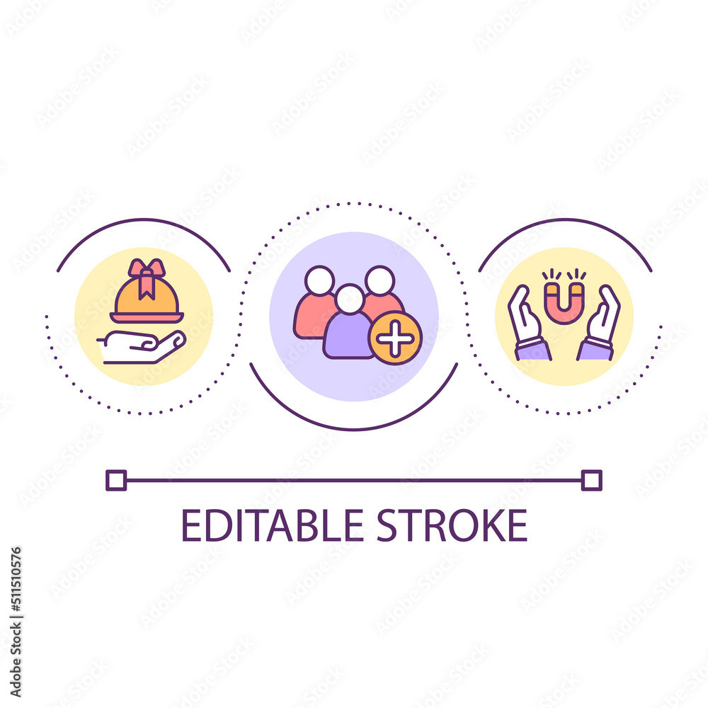 Customer loyalty program in restaurant loop concept icon. Rewarding ...