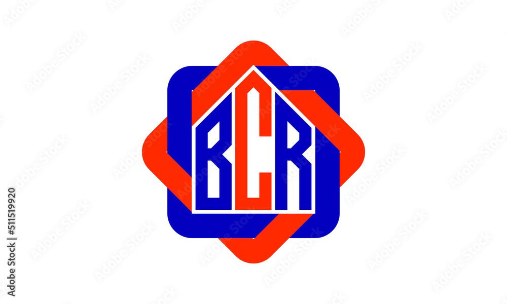 BCR three letter real estate logo with home icon logo design vector ...