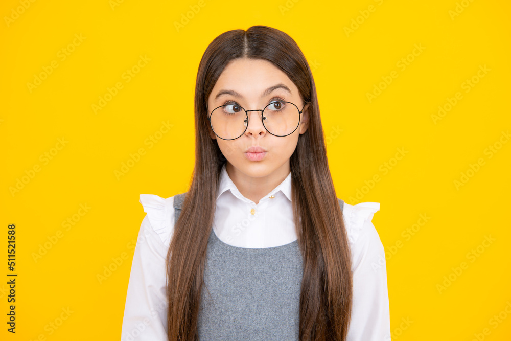 Teenager child girl with shocked facial expression. Surprised face ...