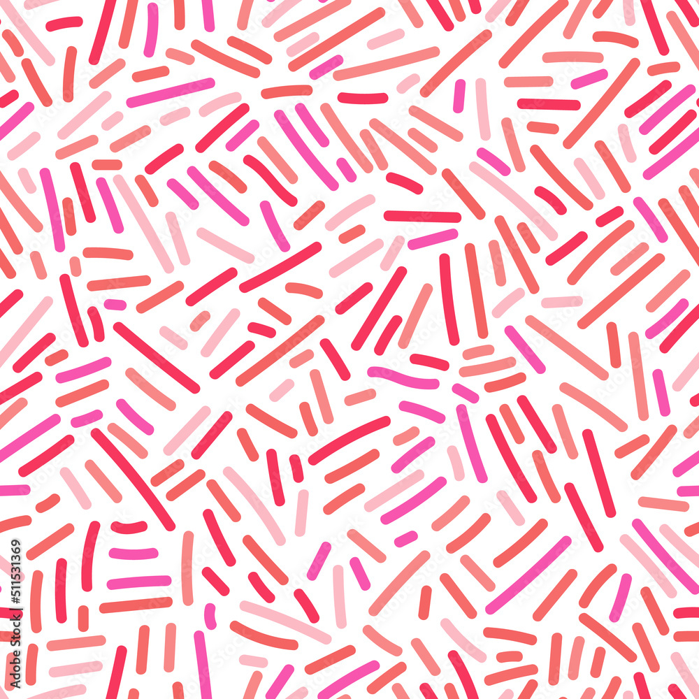 Pink lines seamless pattern in doodle style. Hand drawn confetti ...