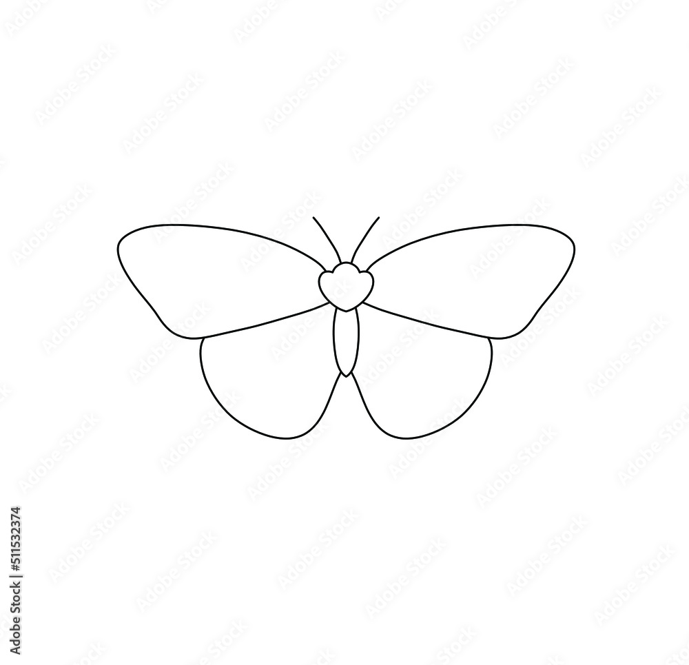 Vector isolated beautiful butterfly stencil colorless black and white ...