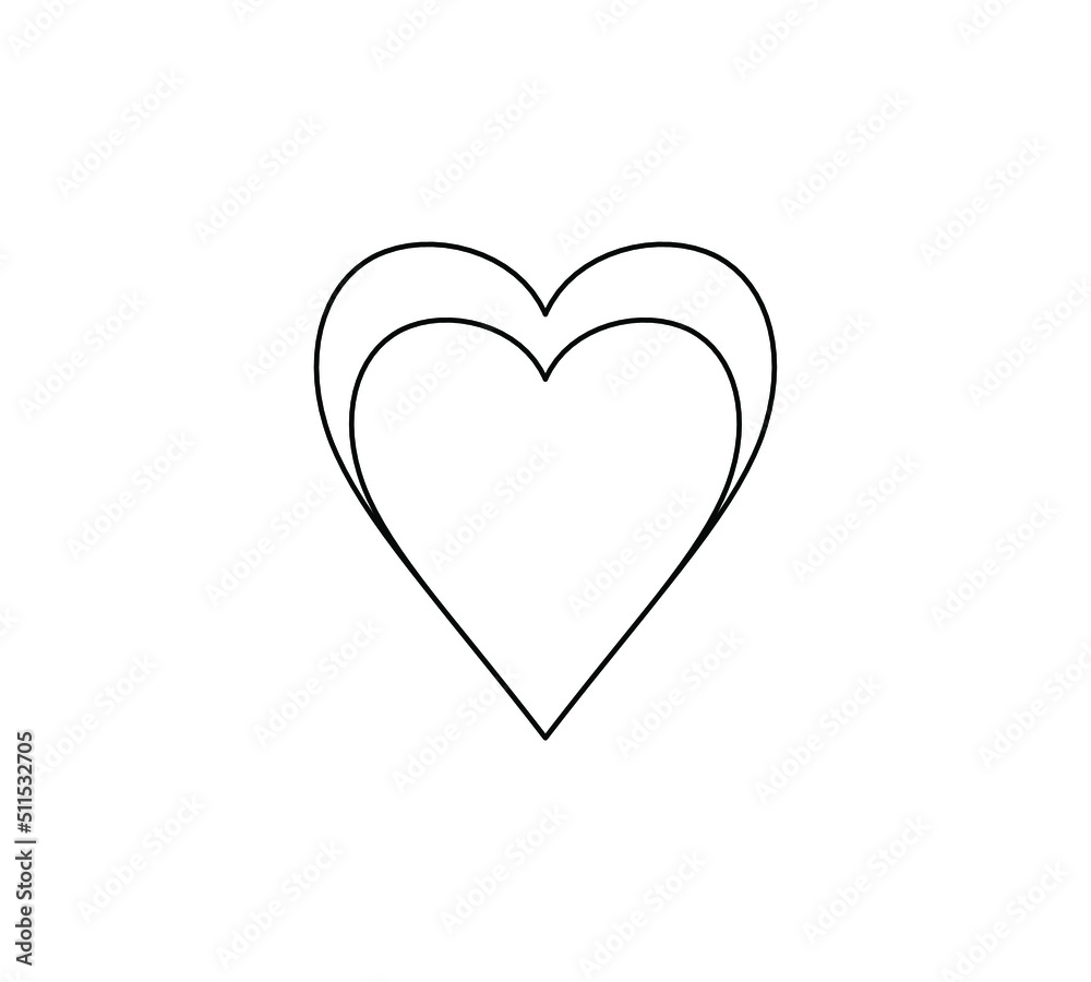 Vector isolated two hearts one heart inside another black and white ...