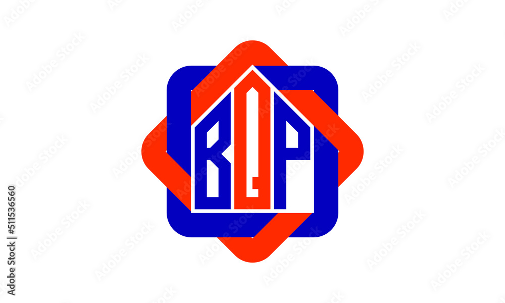 BQP three letter real estate logo with home icon logo design vector ...