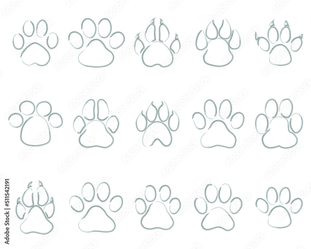 dog paw hand drawn line art silhouette Stock Vector | Adobe Stock