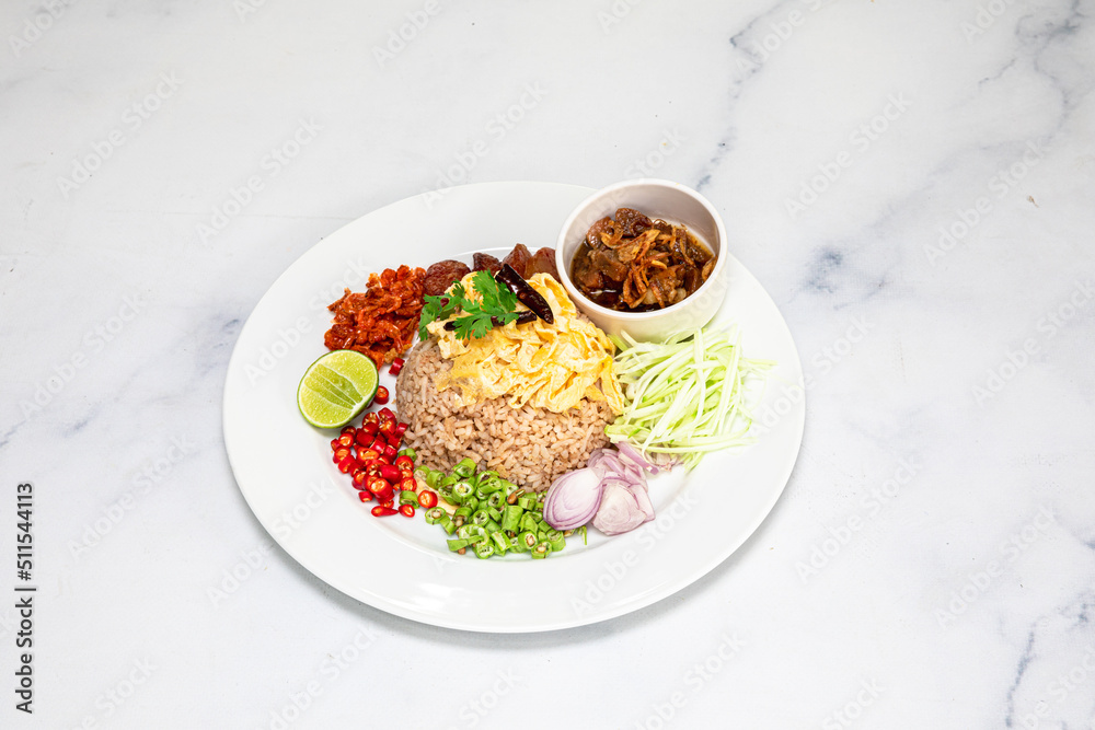 Khao Kluk Kapi (Shrimp Paste Fried Rice), Thai food, shrimp paste rice ...