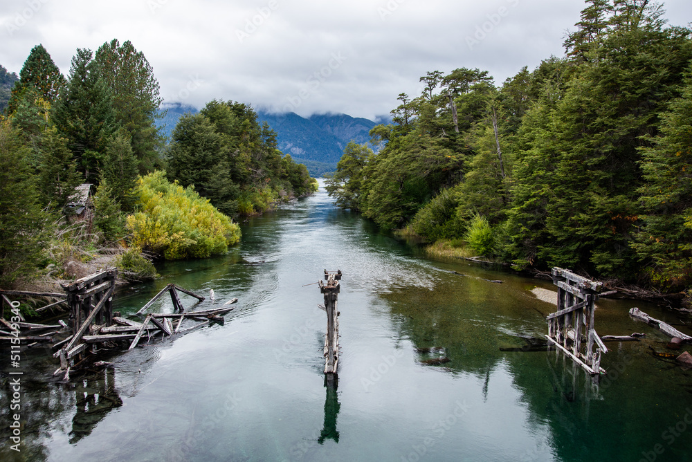 View of the Ruca Malén River that crosses the section of Route 40 that ...