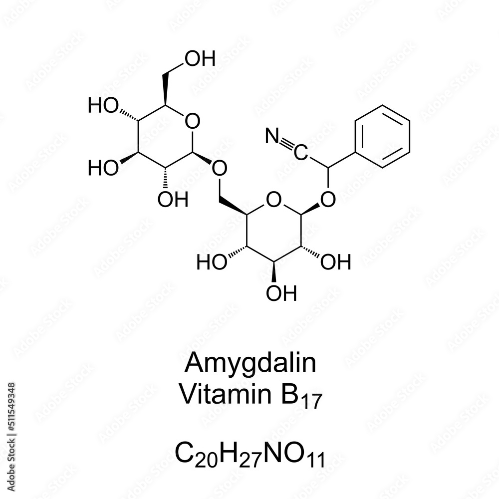 Vecteur Stock Amygdalin, with the misnomer vitamin B17, chemical ...