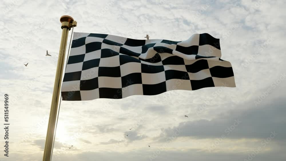 Amazing waving Checkered flag finishing. Realistic Animation, 4K UHD 25 ...