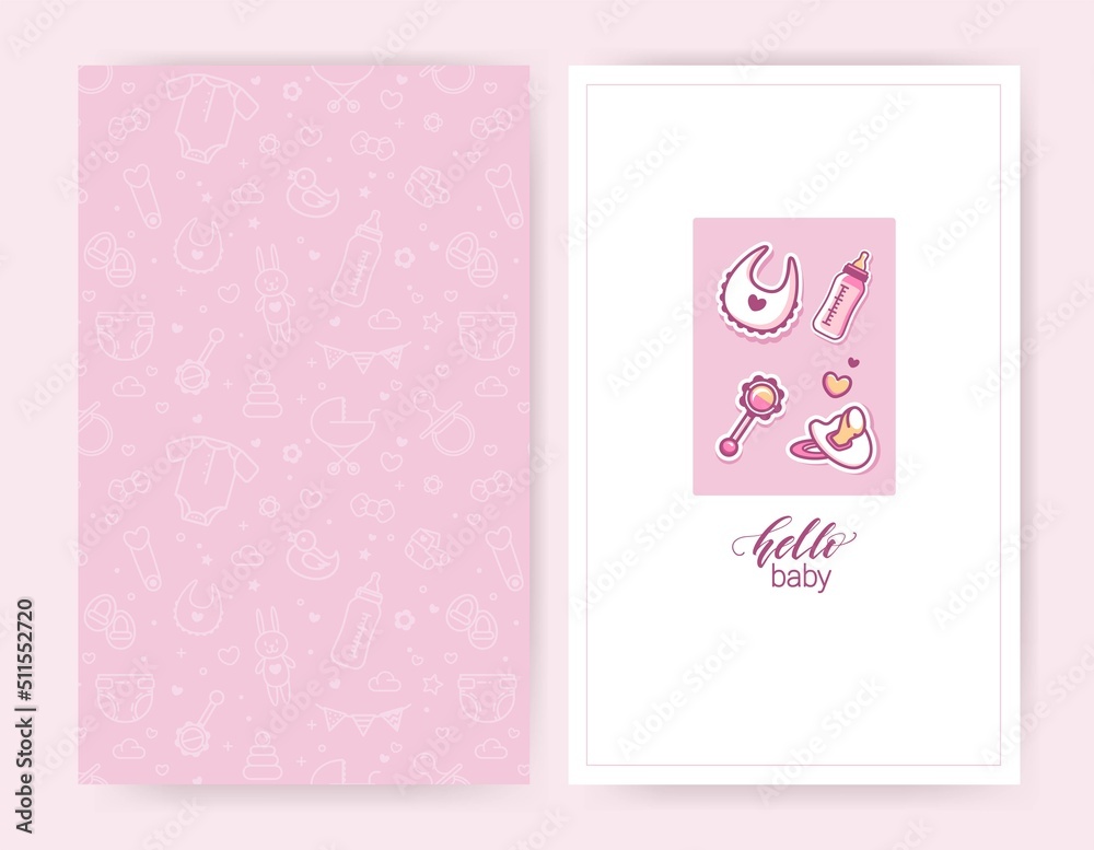 Baby Shower Invitations Templates. Baby Arrival Cartoon Vector Posters ...